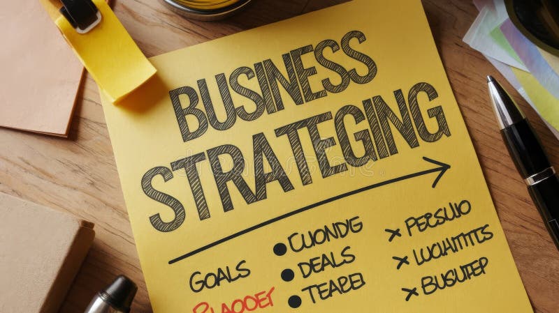 Business Planning Concept with Goals and Strategy on a Yellow Office ...