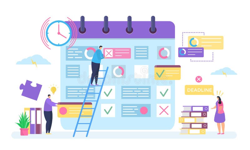 Business Planning, Deadline Concept Vector Illustration, Cartoon Tiny ...