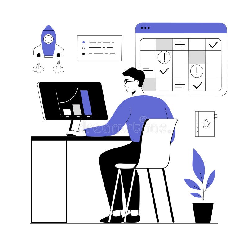 Business Planning, Multitasking, Time Management. Man Scheduling Work ...