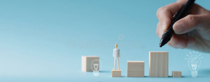 The Business Planning Process with Miniature Figures and Wooden Blocks ...