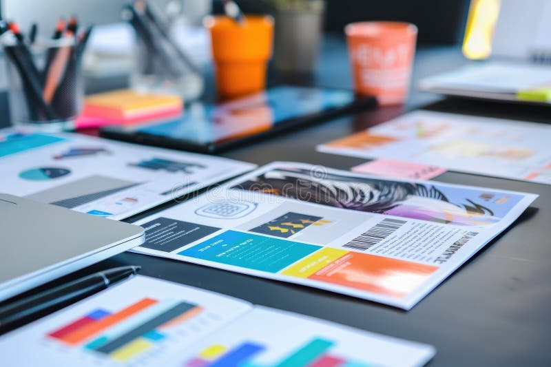 Business Planning in Progress: Desk Covered with Charts and Documents ...