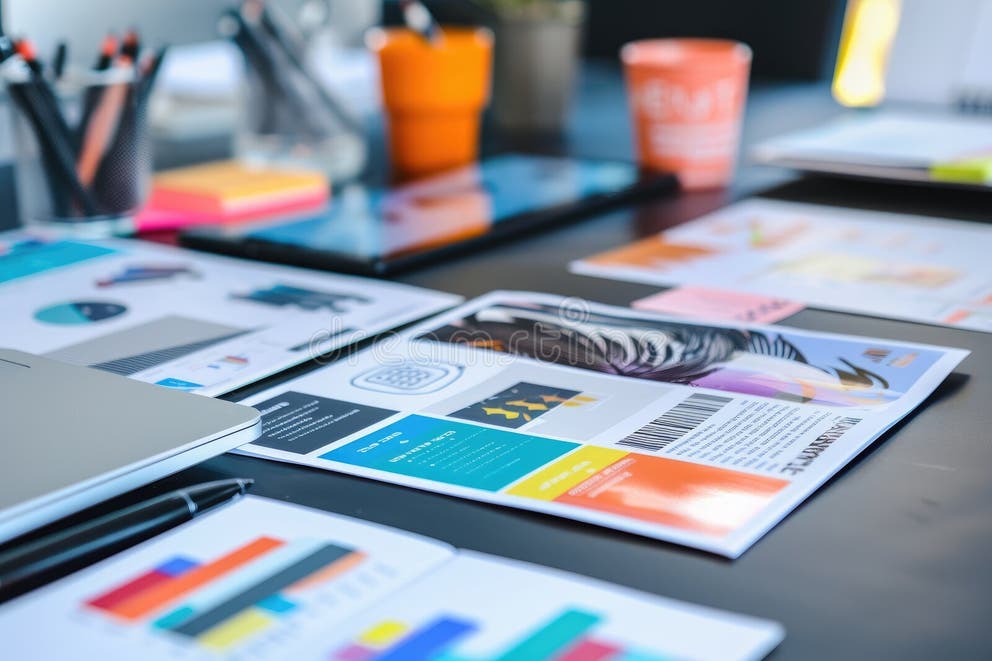 Business Planning in Progress: Desk Covered with Charts and Documents ...