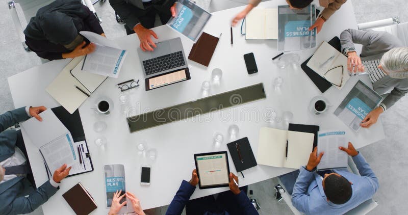 Business Planning, Proposal, and People at Meeting Table with ...