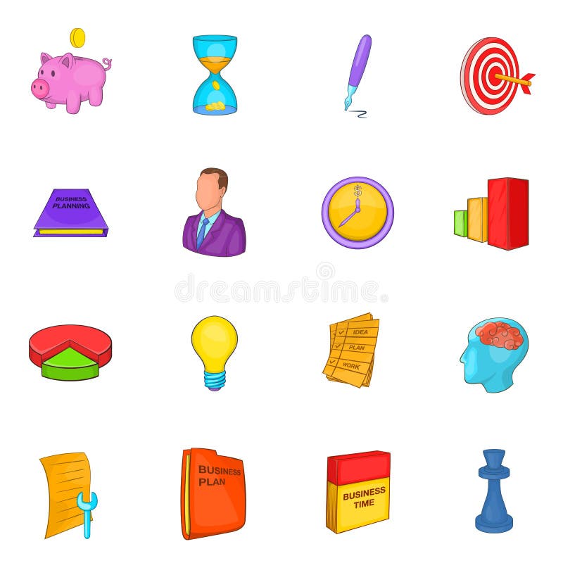 Business Planning Set, Cartoon Style Stock Vector - Illustration of ...