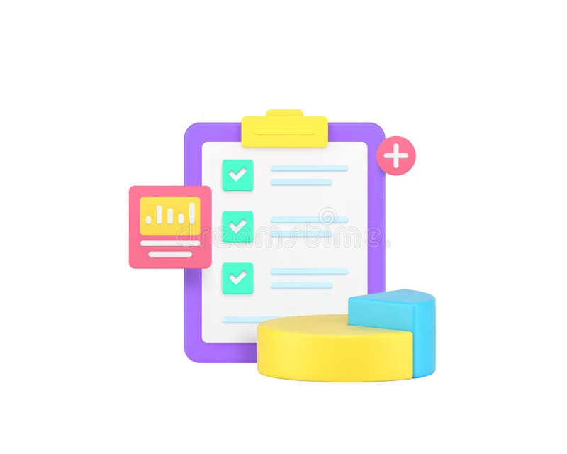 Business Planning Time Management Checklist Analyzing 3d Icon Realistic ...