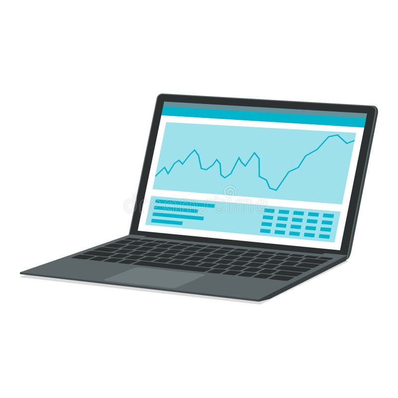 Business Portable Laptop with Charts Stock Vector - Illustration of ...