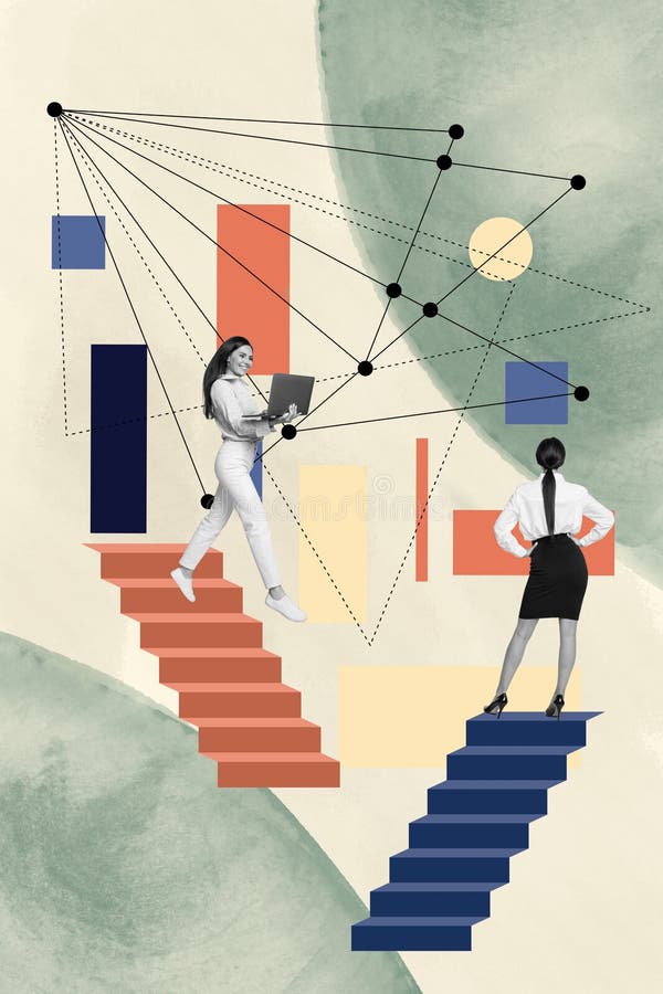 Business Poster Creative Surreal Collage of Two Business People Working ...