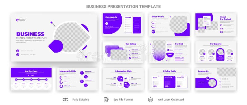A Business Powerpoint Presentation Template Design Set Stock Vector ...