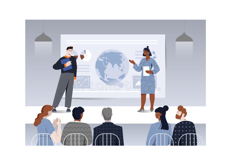 Business Presentation with Audience. Vector Illustration Stock ...