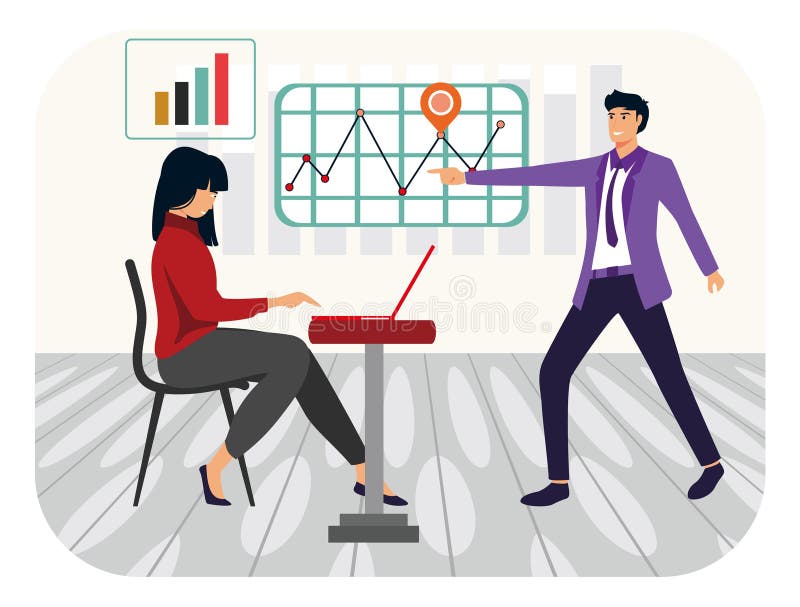 Business Presentation with Charts and Collaboration in Modern Office ...