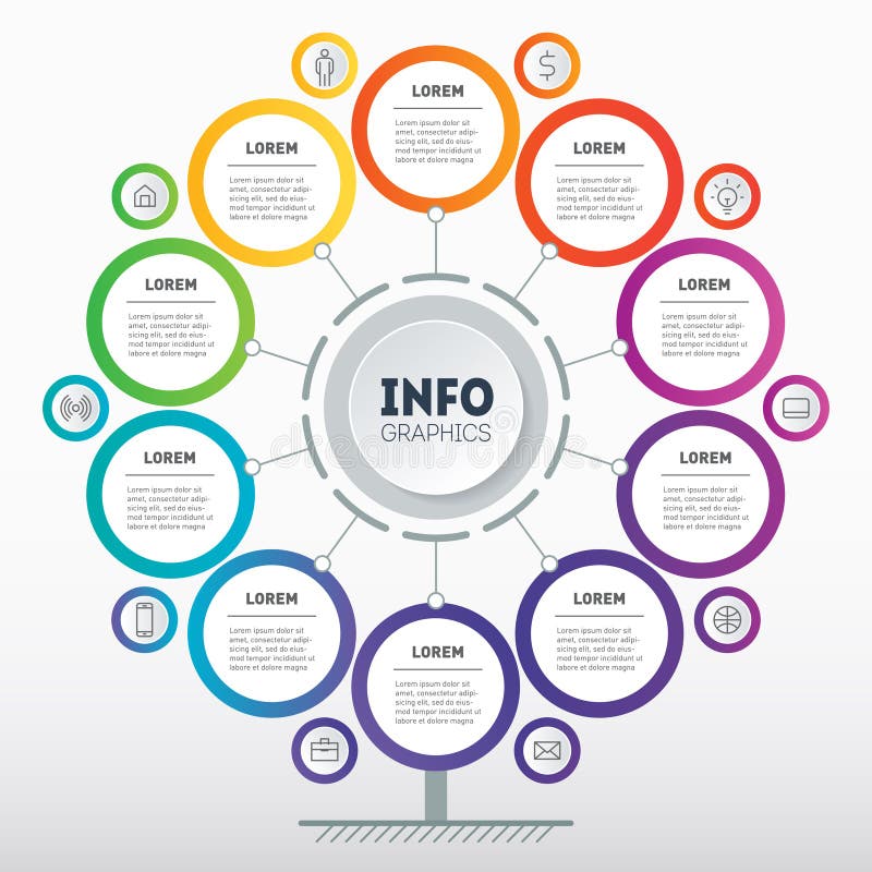 Business Presentation Concept with 10 Options. Template of Tree, Chart ...