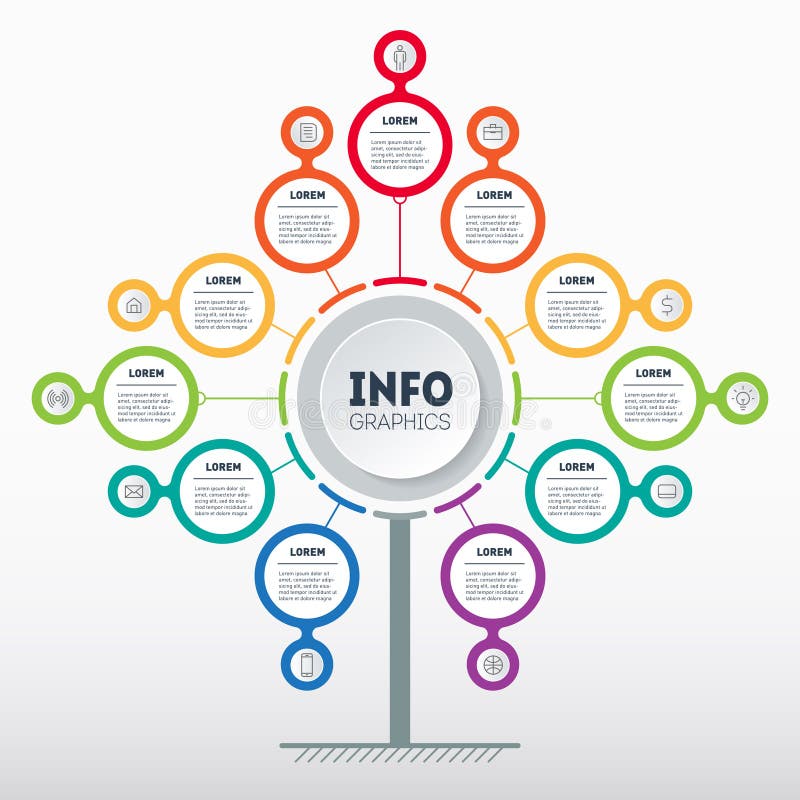 Business Presentation Concept with 11 Options. Template of Tree, Info ...