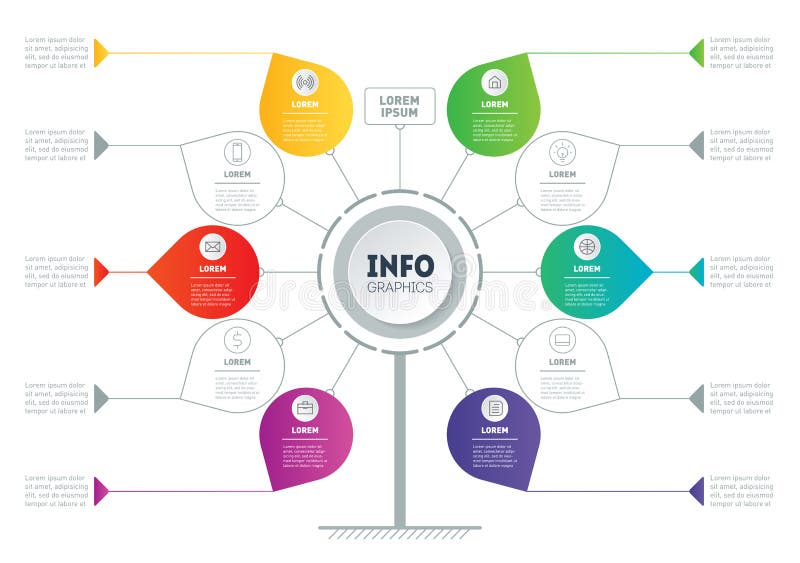 Business Presentation Concept with 6 or 10 Options. Template of Tree ...