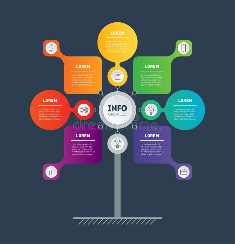 Business Presentation Concept with 7 Points. Web Template of Info Chart ...