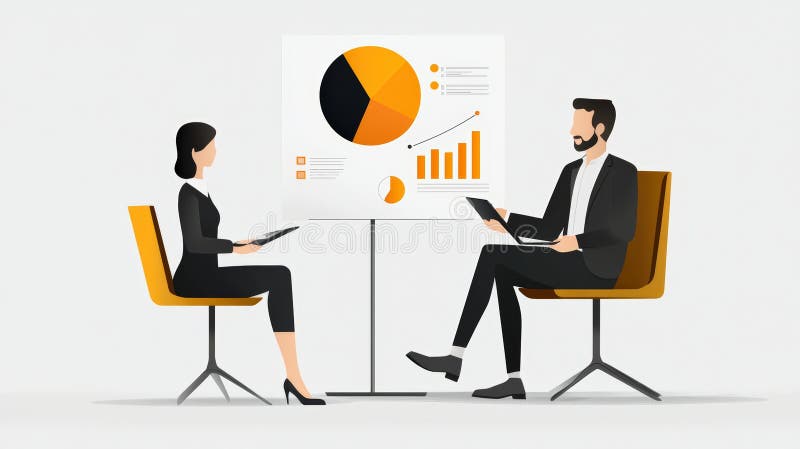 Business Presentation with Data Visualization Stock Illustration ...