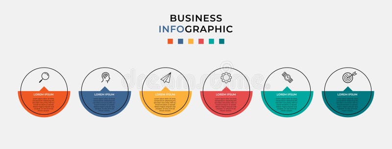 Business Presentation or Infographic with 6 Options. Vector Dynamic Infographics or Mind Map of ...