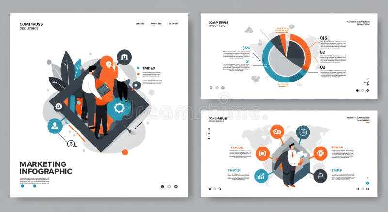 Modern Marketing Infographic Design with Business People and Data Charts Stock Illustration ...