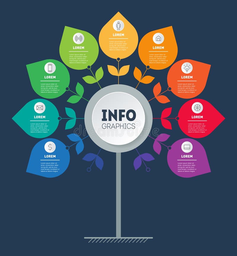 Business Presentation Or Infographics Concept With Nine Options And ...