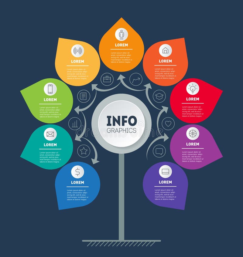 Business Presentation or Infographics Concept with 9 Options and 17 ...