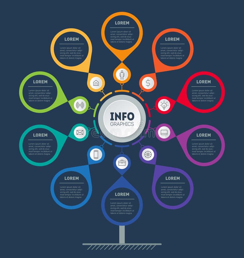 Business Presentation or Infographics Concept with 10 Options or Points ...