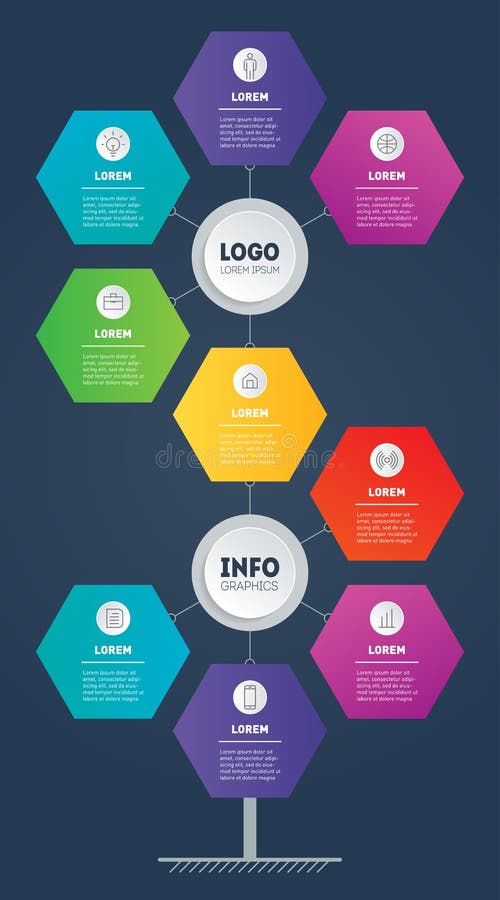 Business Presentation or Infographics Concept with 9 Options. Template ...