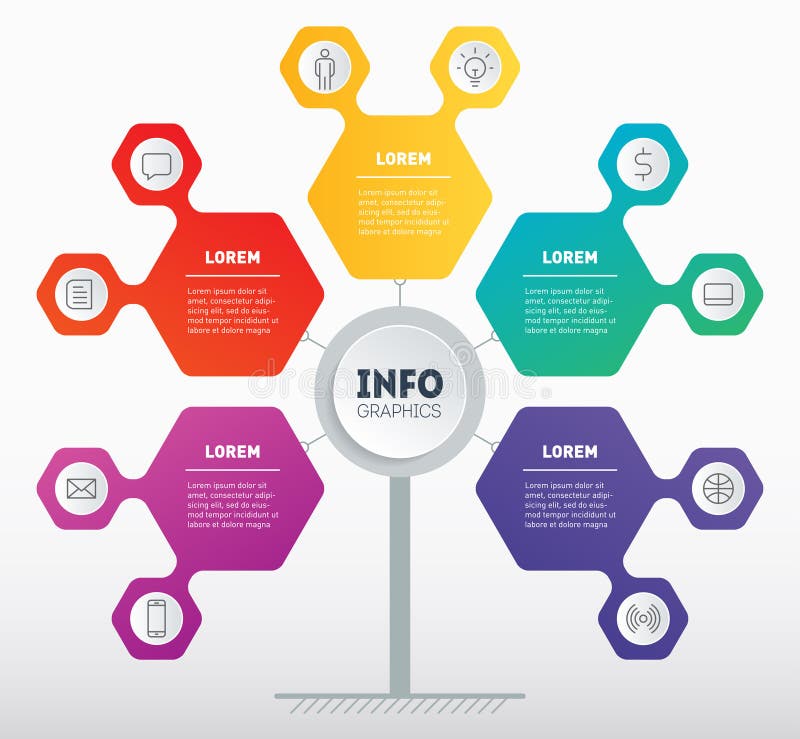 Business Presentation or Infographics Concept with 5 Options. Template ...