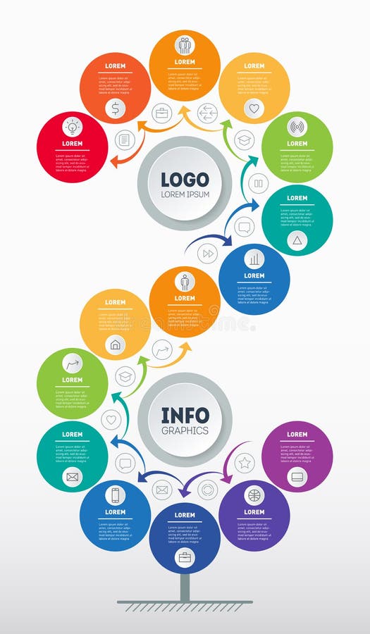 Business Presentation or Infographics with 15 Steps. Template of Tree ...