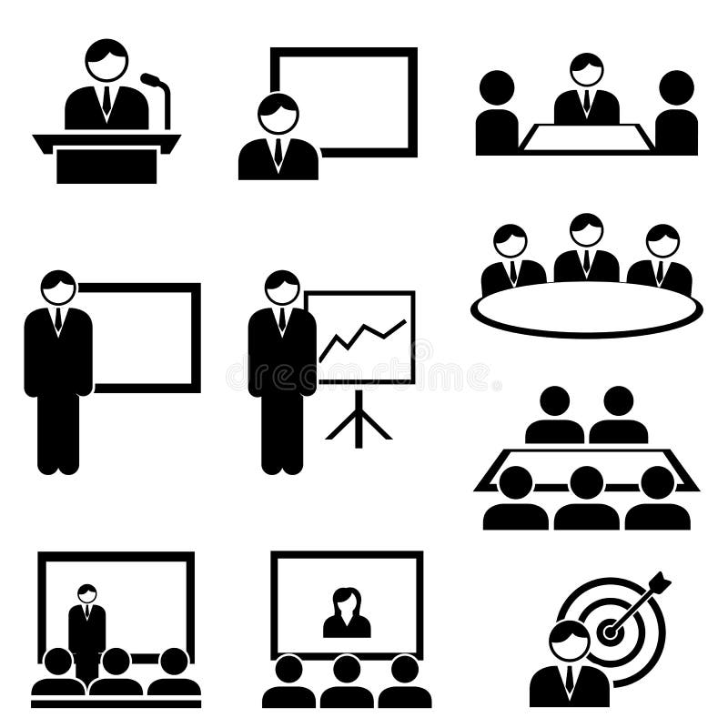 Business Presentation and Meeting Icons Stock Vector - Illustration of ...