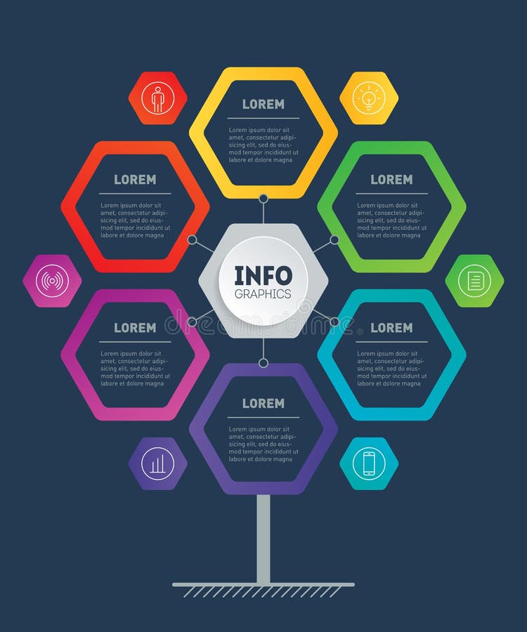 Business Presentation or Mindmap Concept with 6 Options. Template of ...
