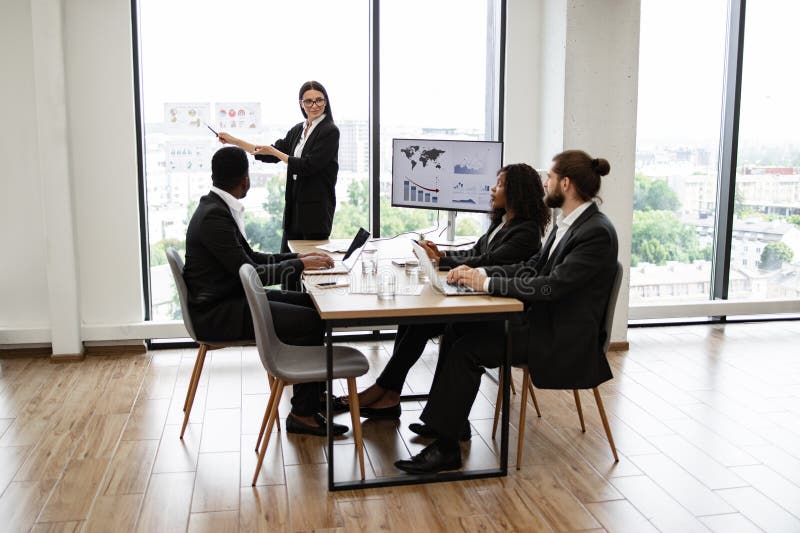 Business Presentation in Modern Office with Professional Team Stock ...