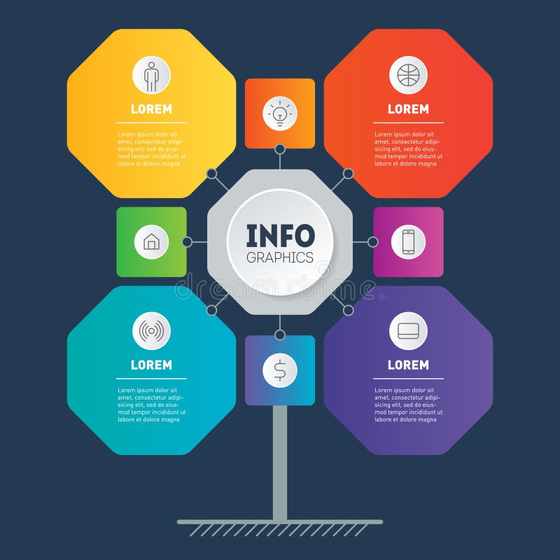Business Presentation with 8 or 4 Options. Template of Development Tree ...