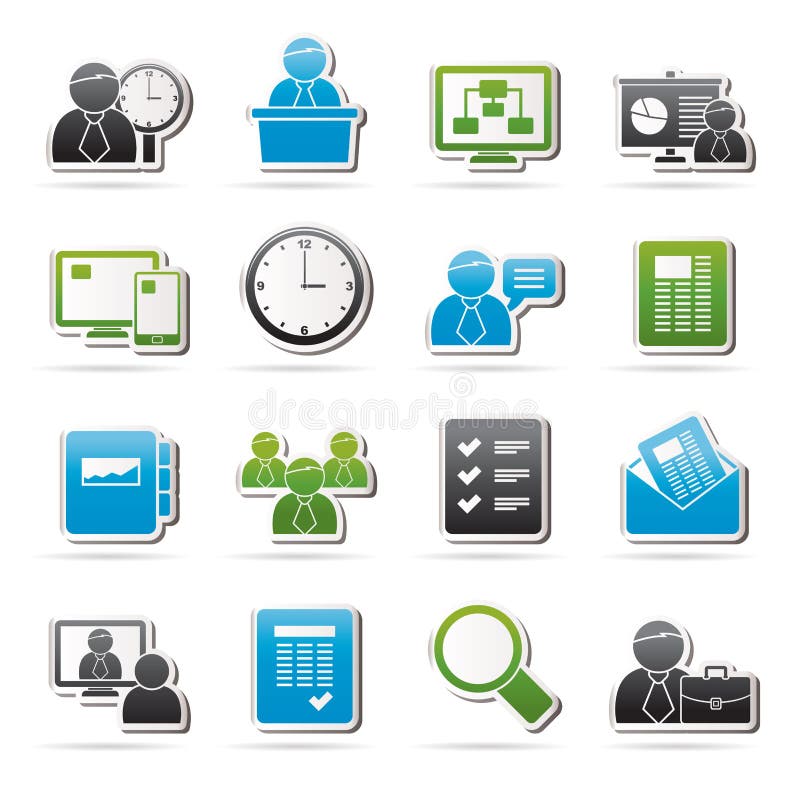 Business, Presentation and Project Management Icons Stock Vector ...