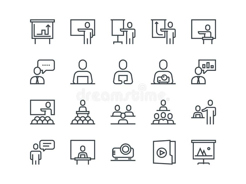Business Presentation Colorful Icons. Vector Outline Set. Stock Vector ...