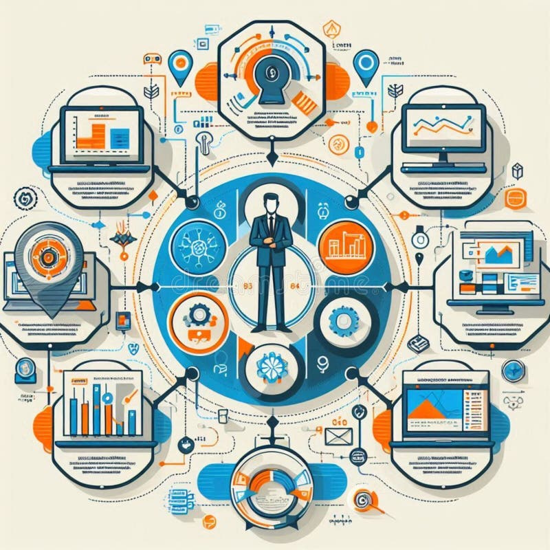 Business Presentation with Seven Alternatives. Vector Dynamic ...
