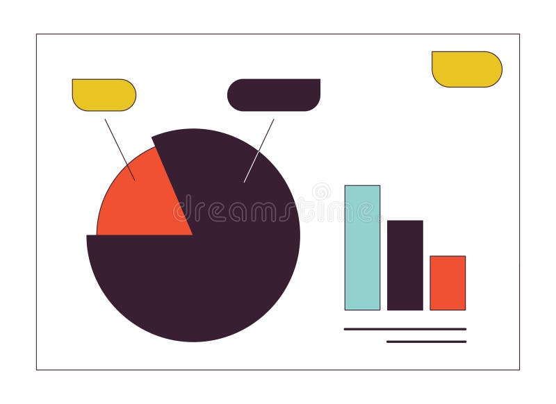 Business Presentation Slide with Charts Flat Line Color Isolated Vector ...