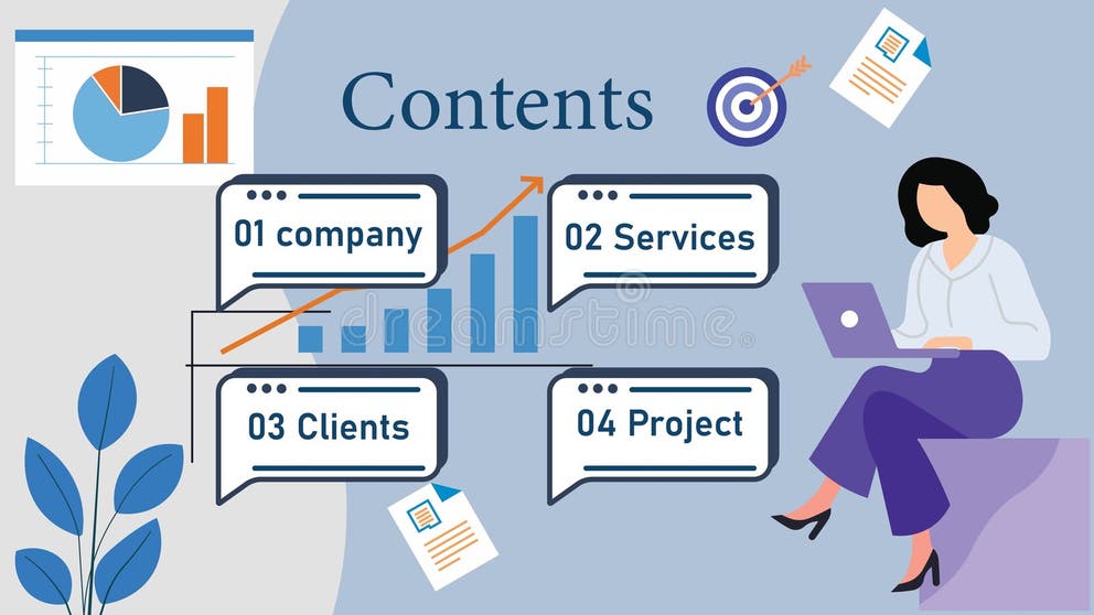 Business Presentation Slide with Contents Section and Growth Chart ...