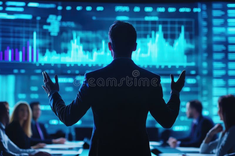 A Business Presentation with a Speaker Addressing an Audience in a Tech ...