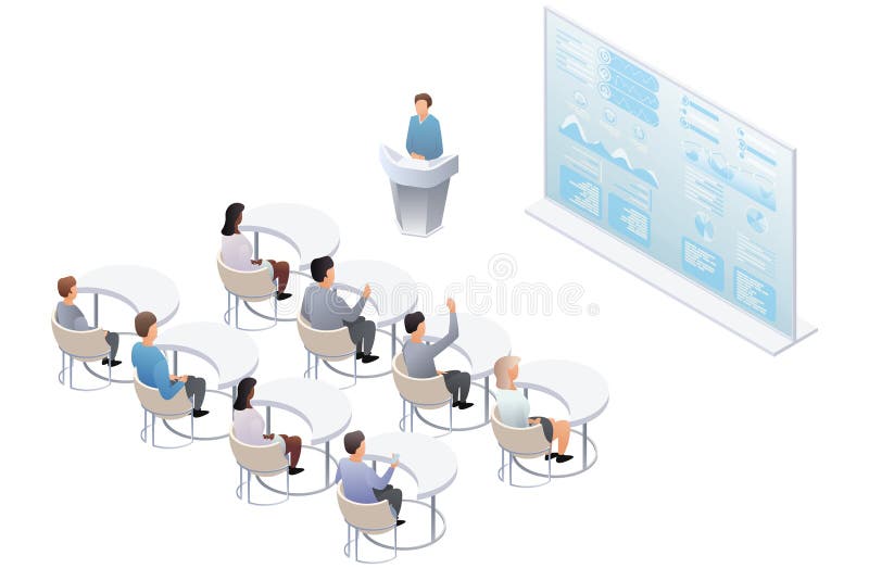 Business Presentation, Speech. Teamwork Set with Business Presentation ...