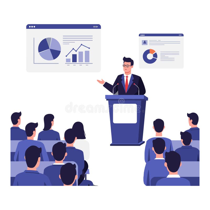 Business Presenter Engaging an Audience with Data-driven Visuals in a ...