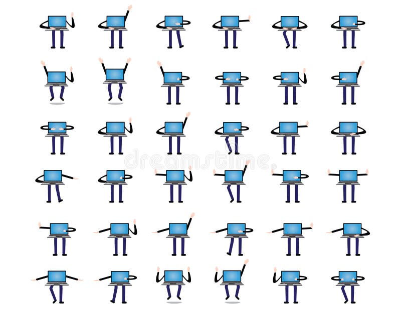 Business Presenter, Laptop with Arms and Legs Differents Poses Stock ...