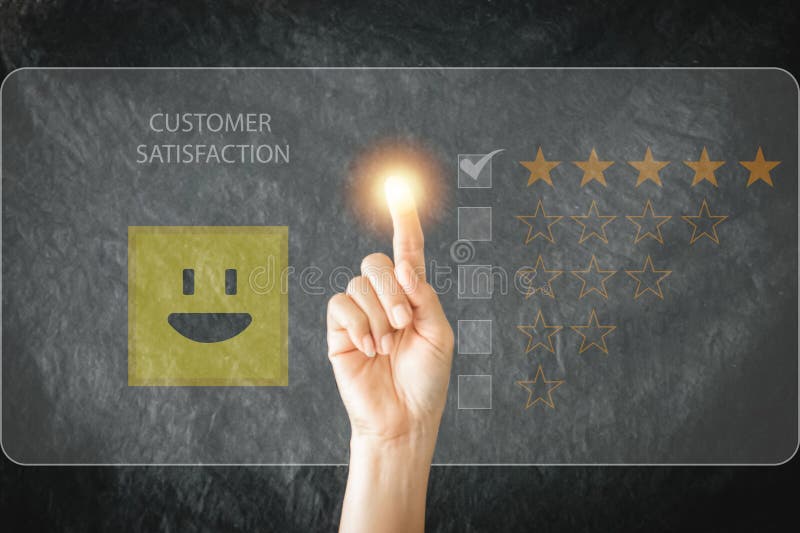 Business Pressing Star Emoticon on Virtual Touch Screen. Stock Photo ...