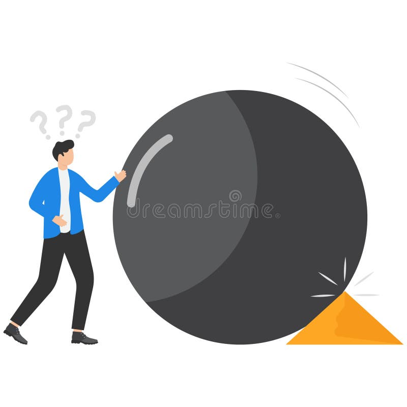 Business Problem Concept, the Businessman Pushes a Big Ball and is ...