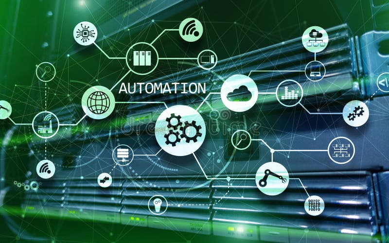 Business Process Automation Concept On Blurred Network Cabinets. New ...