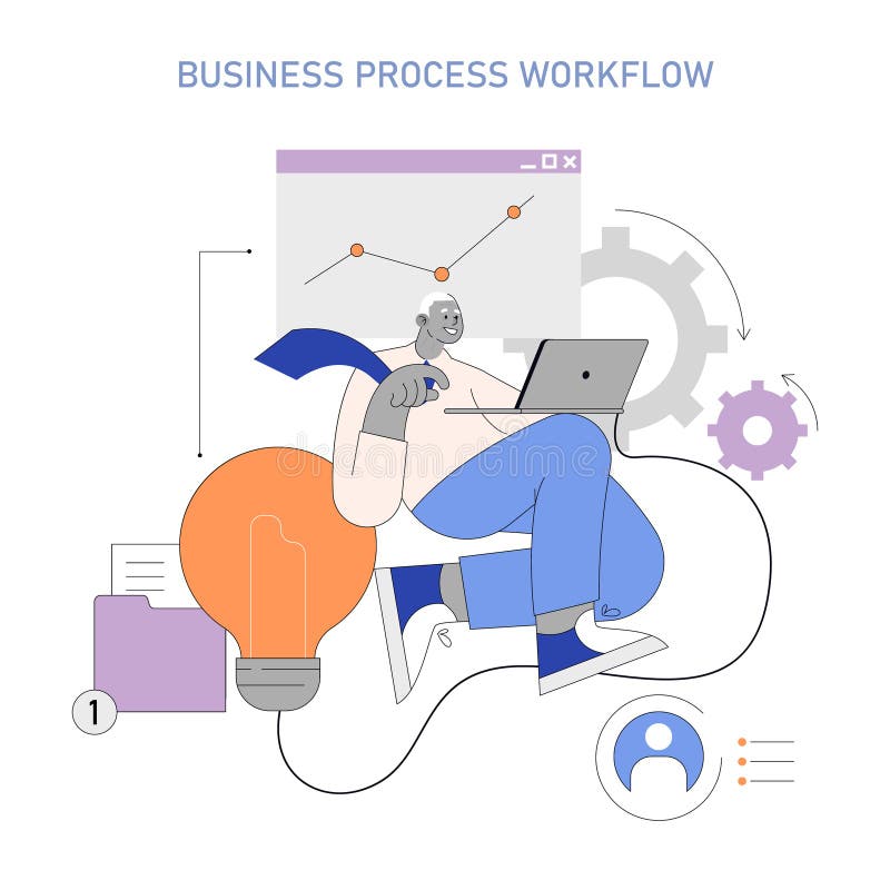 Business Process Automation. Flat Vector Stock Illustration ...