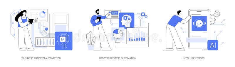 Business Process Automation Isolated Cartoon Vector Illustrations Se ...