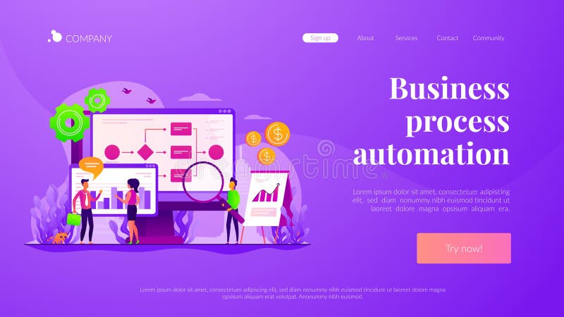 Business Process Automation Landing Page Template Stock Vector ...