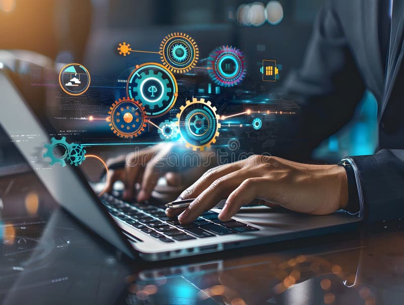 Business Process Automation and Management Software Concept with ...