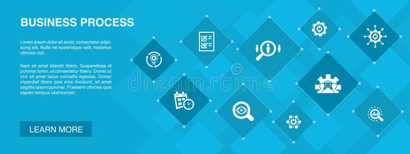 Business Process Banner 10 Icons Concept Stock Vector - Illustration of ...