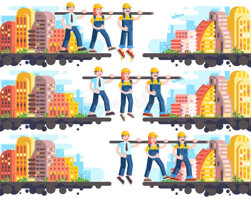 Teamwork - Three People Hold the Word Stock Illustration - Illustration ...