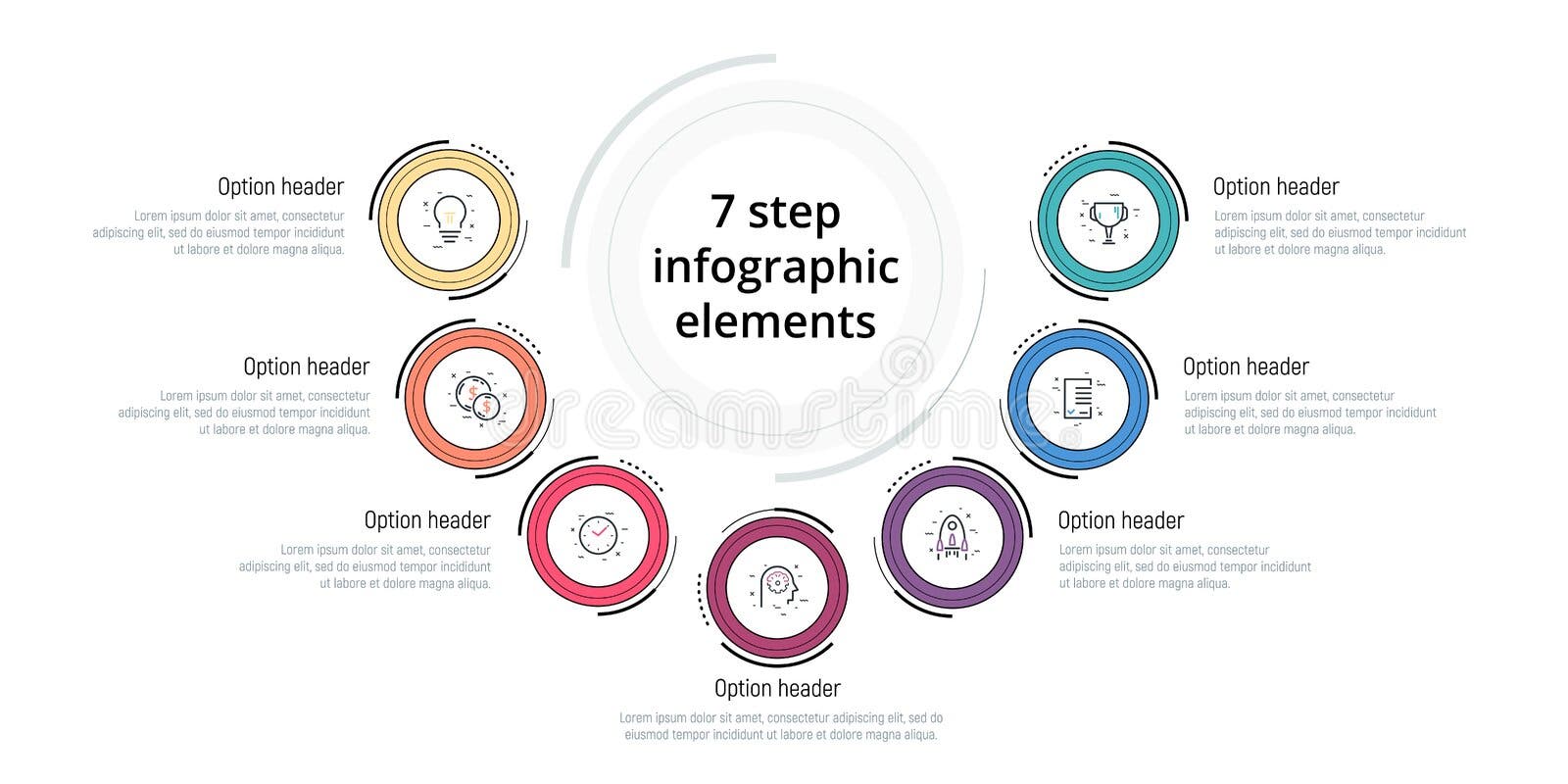 Business Process Chart Infographics with 4 Step Circles. Circular ...